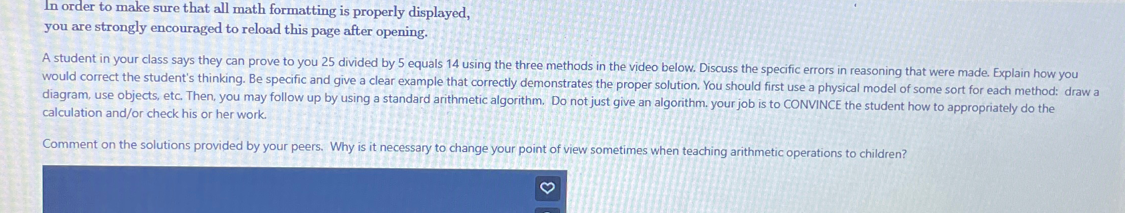 Solved In order to make sure that all math formatting is | Chegg.com