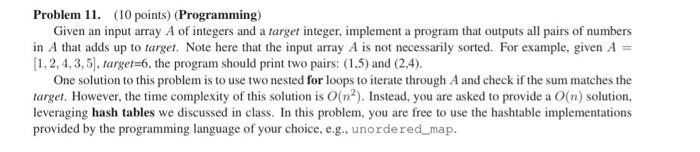 Solved Problem 11. (10 points) (Programming) Given an input | Chegg.com
