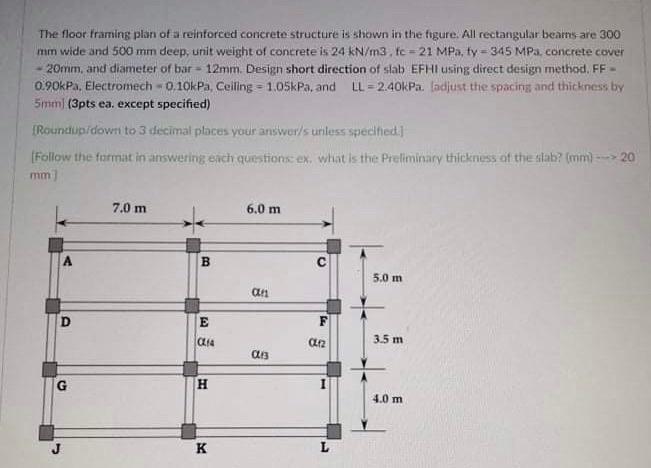 Solved The floor framing plan of a reinforced concrete | Chegg.com