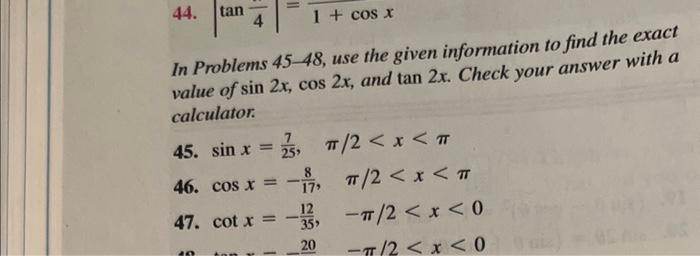 Solved I just need to know how to solve number 45. Please | Chegg.com