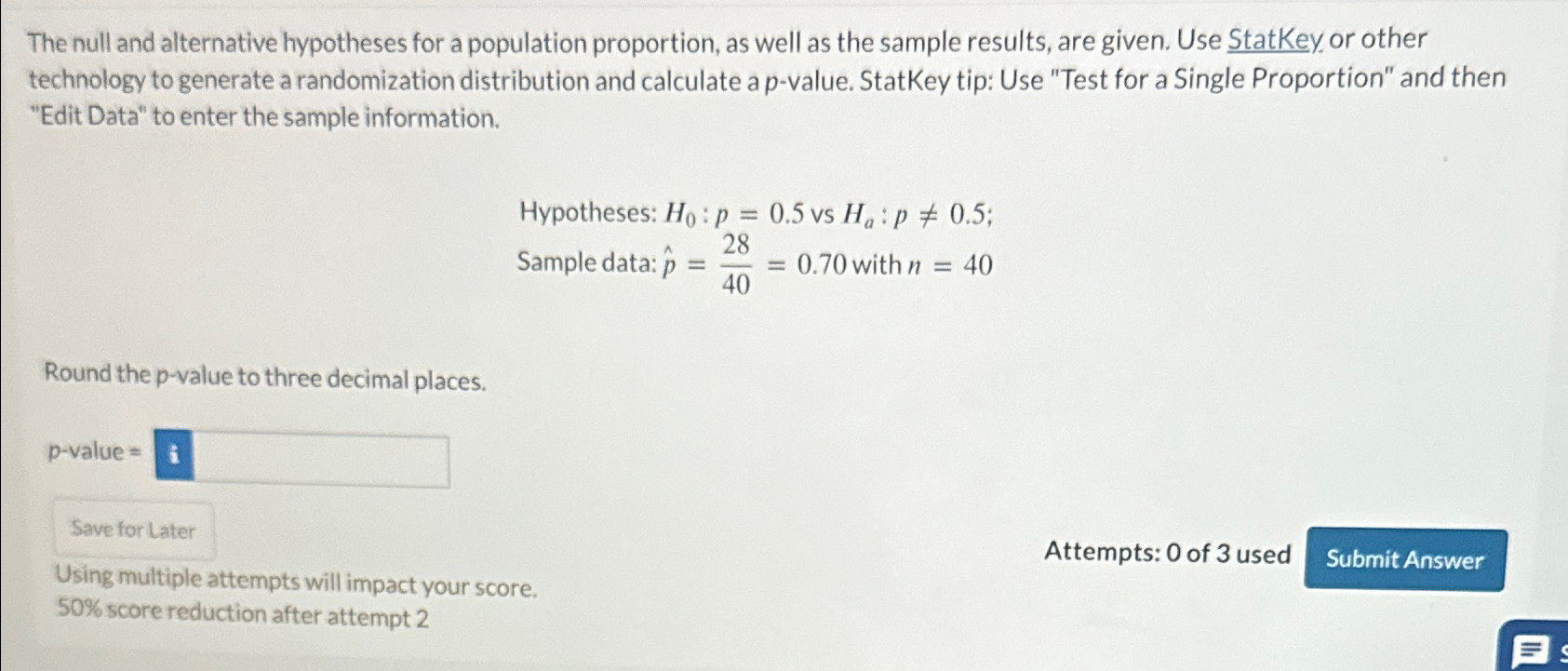 Solved The null and alternative hypotheses for a population | Chegg.com
