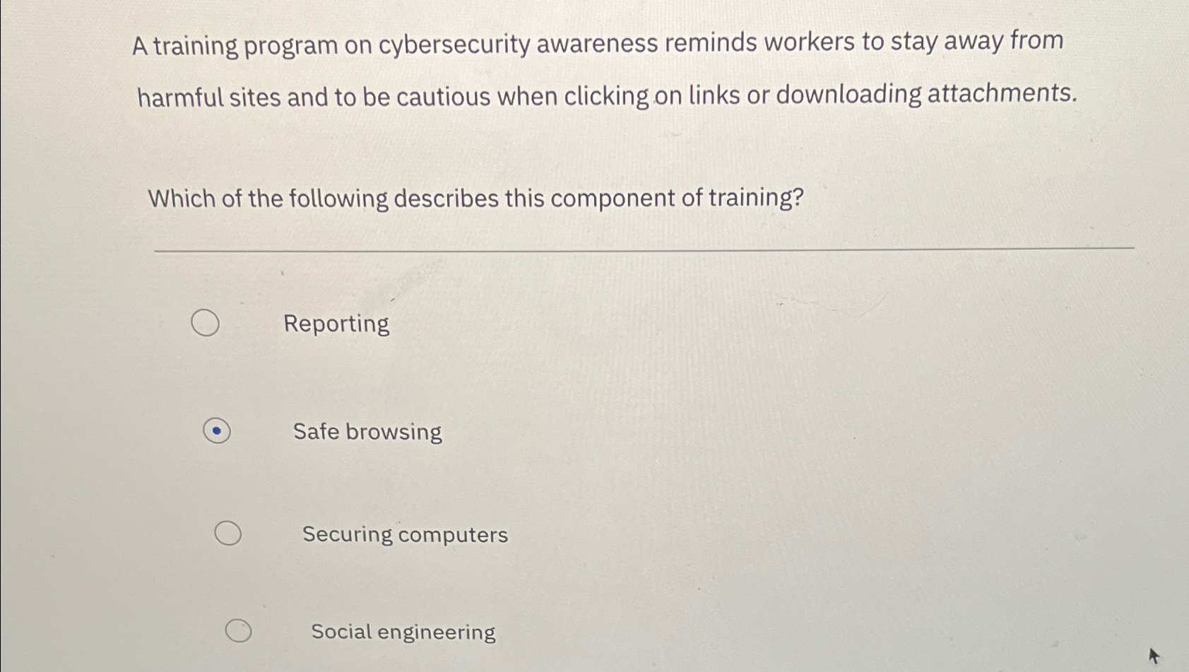 Solved A training program on cybersecurity awareness reminds | Chegg.com