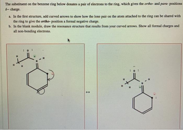 Solved The substituent on the benzene ring below donates a | Chegg.com