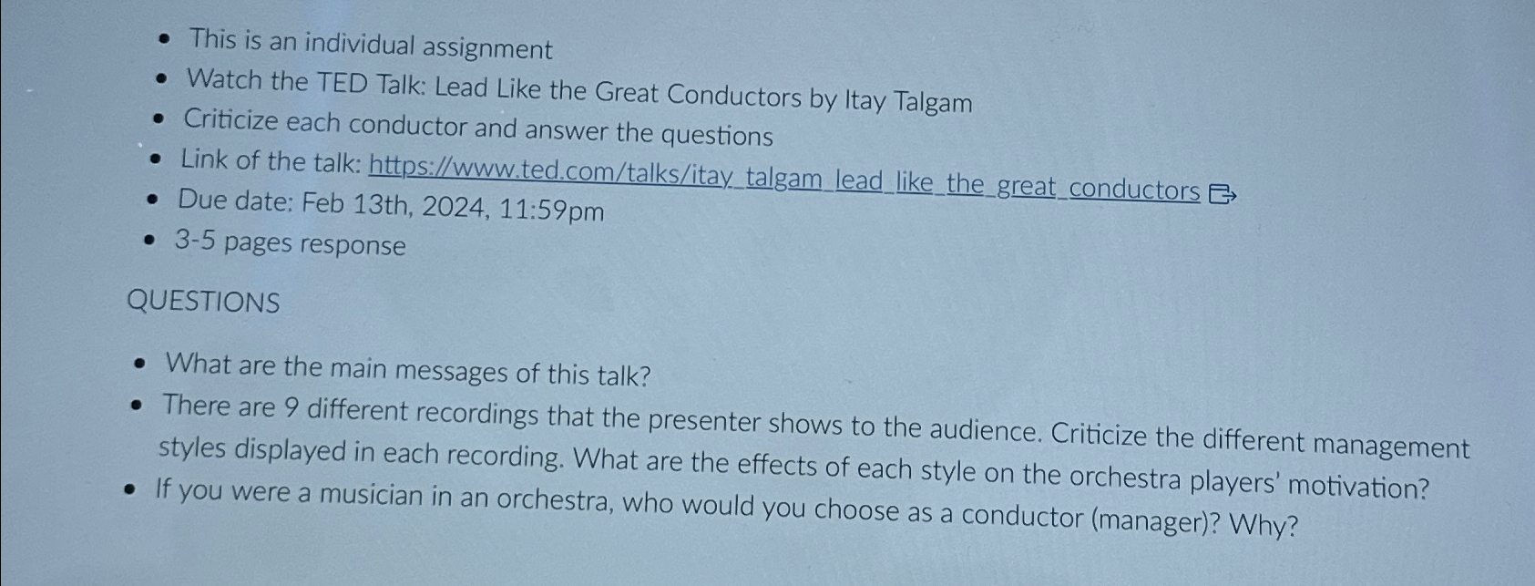Solved This is an individual assignmentWatch the TED Talk: | Chegg.com