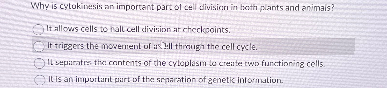 Solved Why is cytokinesis an important part of cell division | Chegg.com