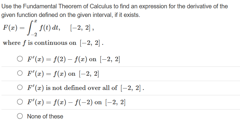 Solved Use the Fundamental Theorem of Calculus to find an | Chegg.com
