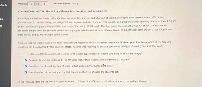 4. A two-factor ANOVA: the null hypotheses, | Chegg.com