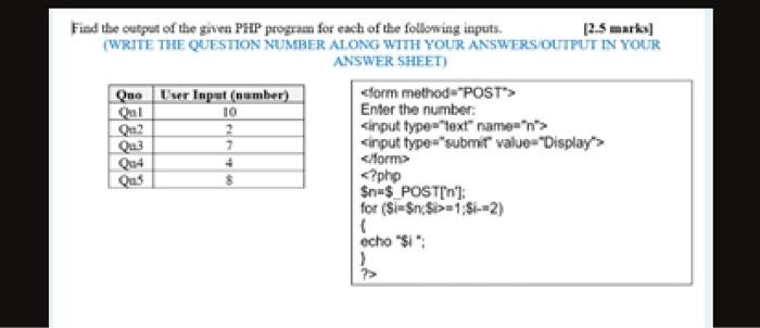 Solved Find the output of the given PHP program for each of | Chegg.com