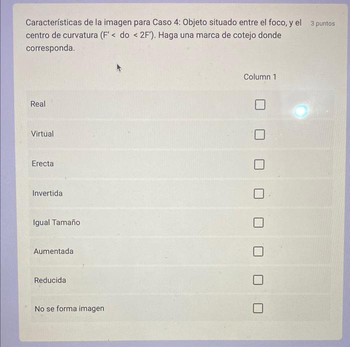 Caso 4: Objeto situado entre el foco, y el centro de | Chegg.com