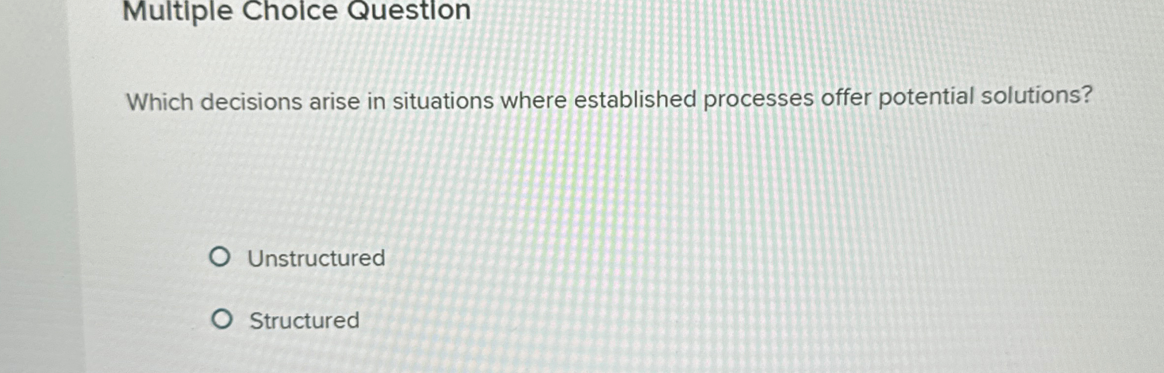 Solved Multiple Choice QuestionWhich decisions arise in | Chegg.com