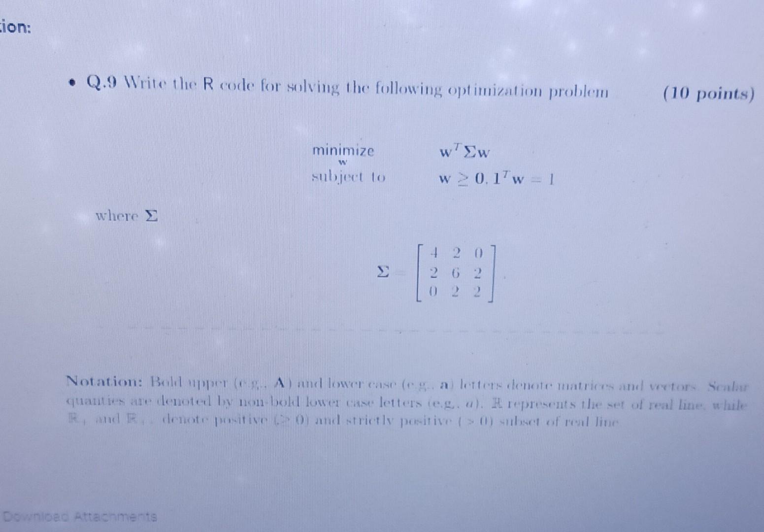 Solved - Q.9 Write the R code for solving the following | Chegg.com