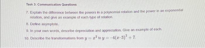 Solved Task 3: Communication Questions 7. Explain the | Chegg.com