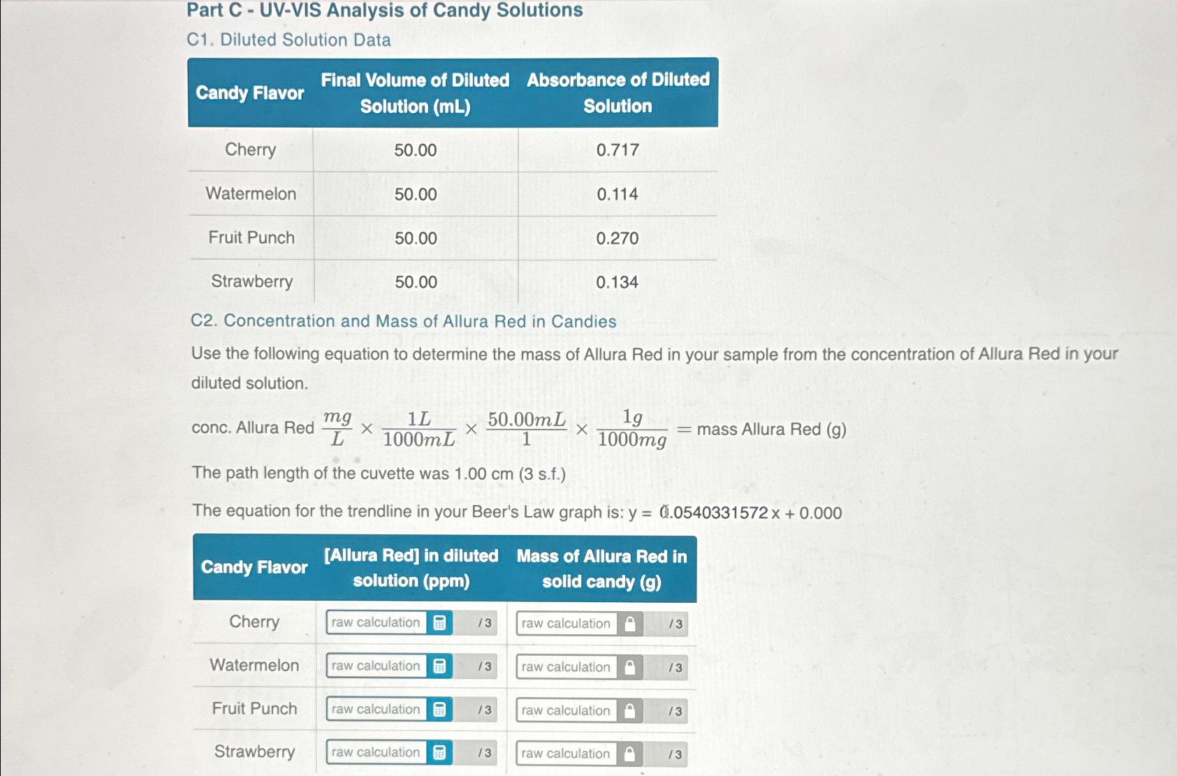 Solved Part C - ﻿UV-VIS Analysis of Candy SolutionsC1. | Chegg.com