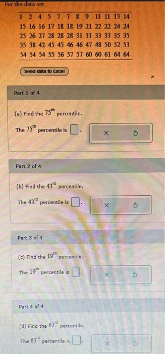 Solved (a) Find the 75th percentile. The 75th percentile | Chegg.com