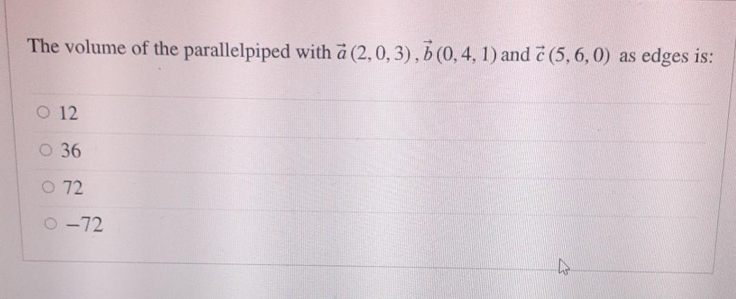 Solved The volume of the parallelpiped with a (2,0,3), | Chegg.com