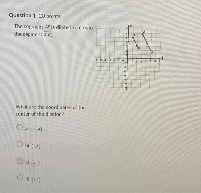Solved The segment AB is dilated to creati the segment A′B. | Chegg.com
