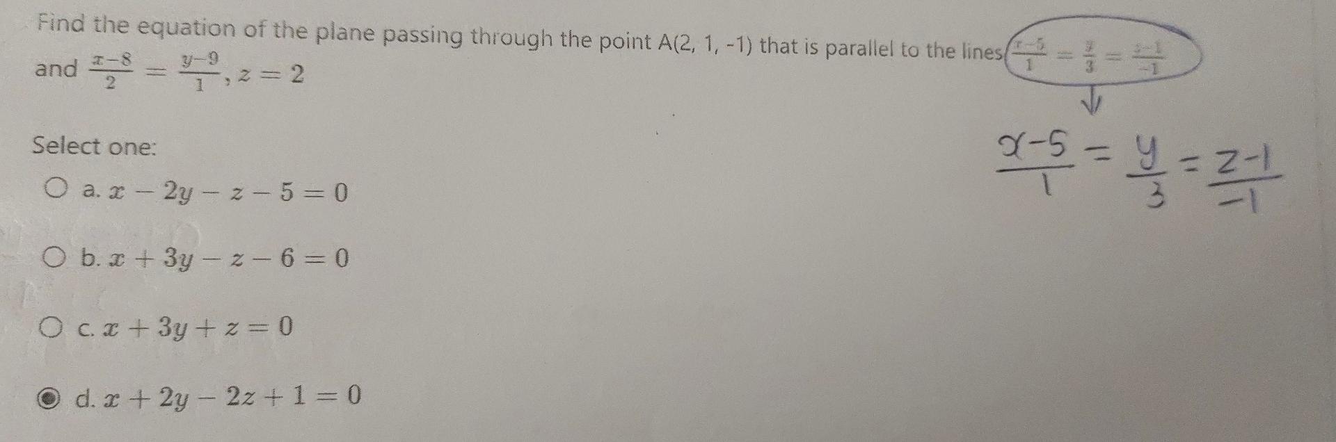 Solved Find the equation of the plane passing through the | Chegg.com