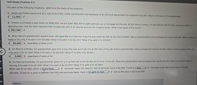 Solved Self-Study Problem 4.3For each of the following | Chegg.com