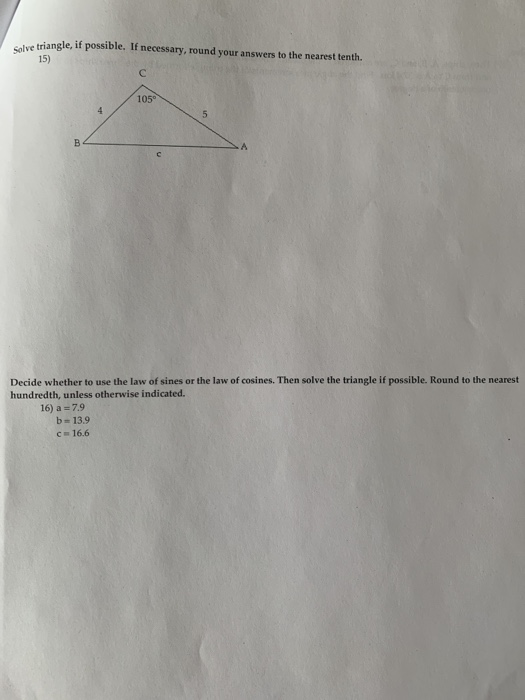 Solved sve triangle, if possible. If necessary, round your | Chegg.com