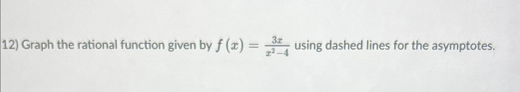 Solved Graph the rational function given by f(x)=3xx2-4 | Chegg.com