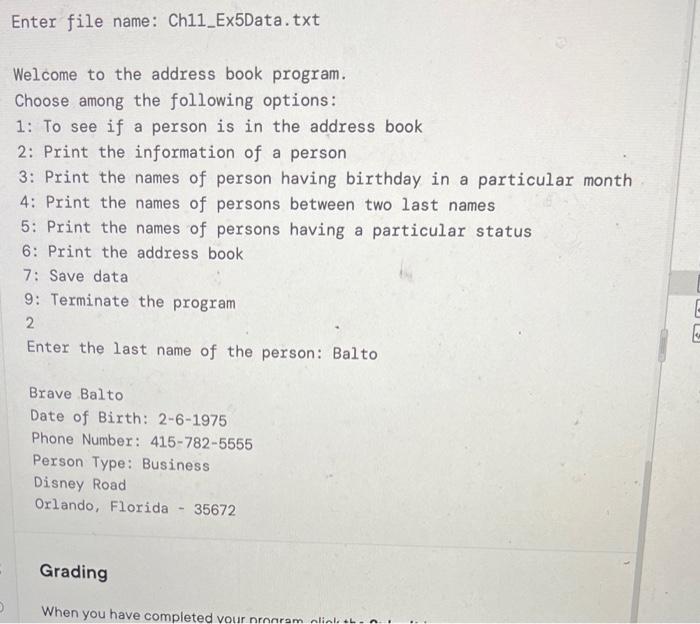 Solved Instructions Using classes, design an online address | Chegg.com