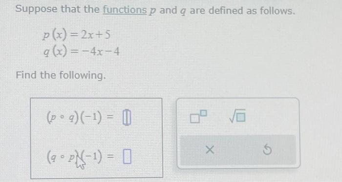 Solved Suppose that the functions p and q are defined as | Chegg.com