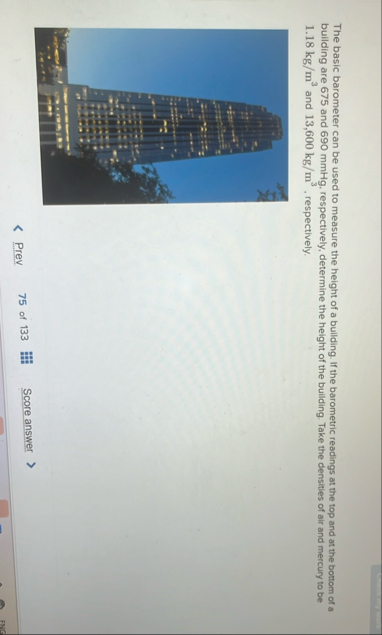 Solved The basic barometer can be used to measure the height | Chegg.com