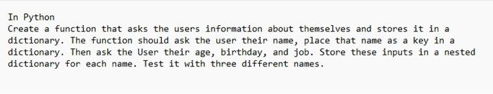 Solved In Python Create a function that asks the users | Chegg.com
