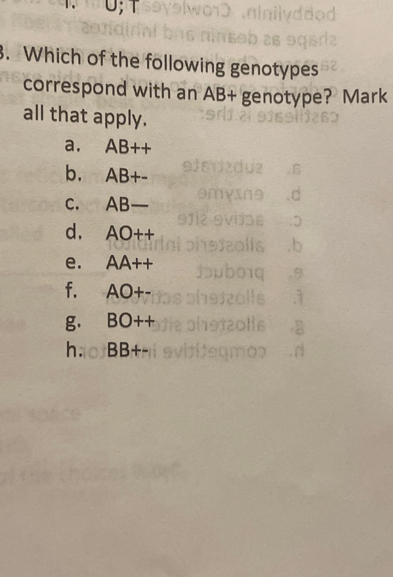 Solved Which of the following genotypes correspond with an | Chegg.com