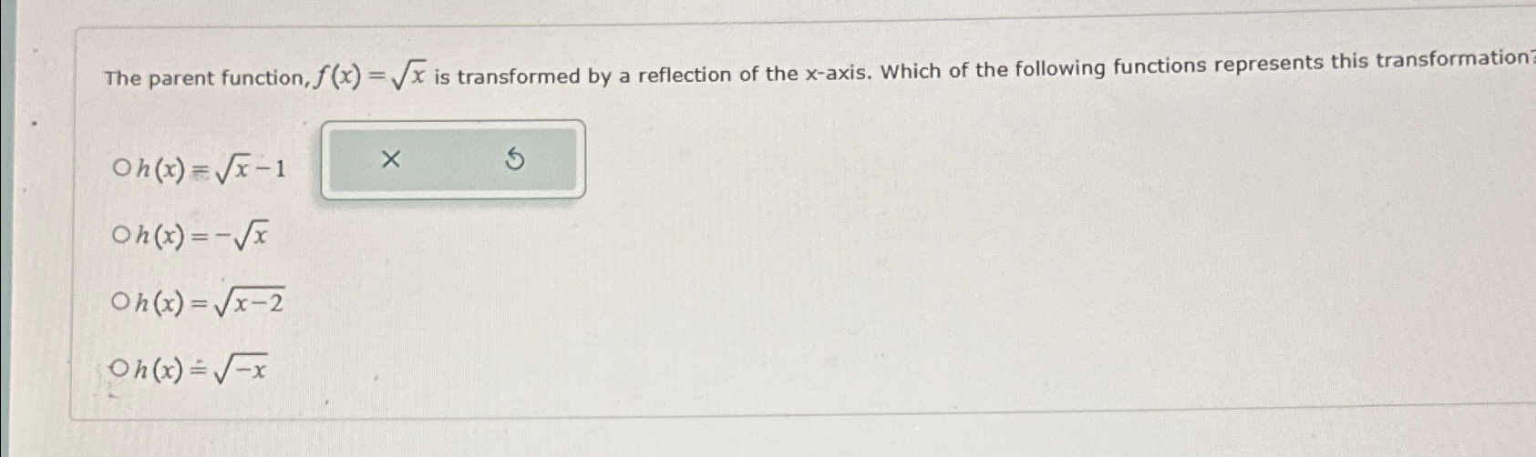 Solved The parent function, f(x)=x2 ﻿is transformed by a | Chegg.com