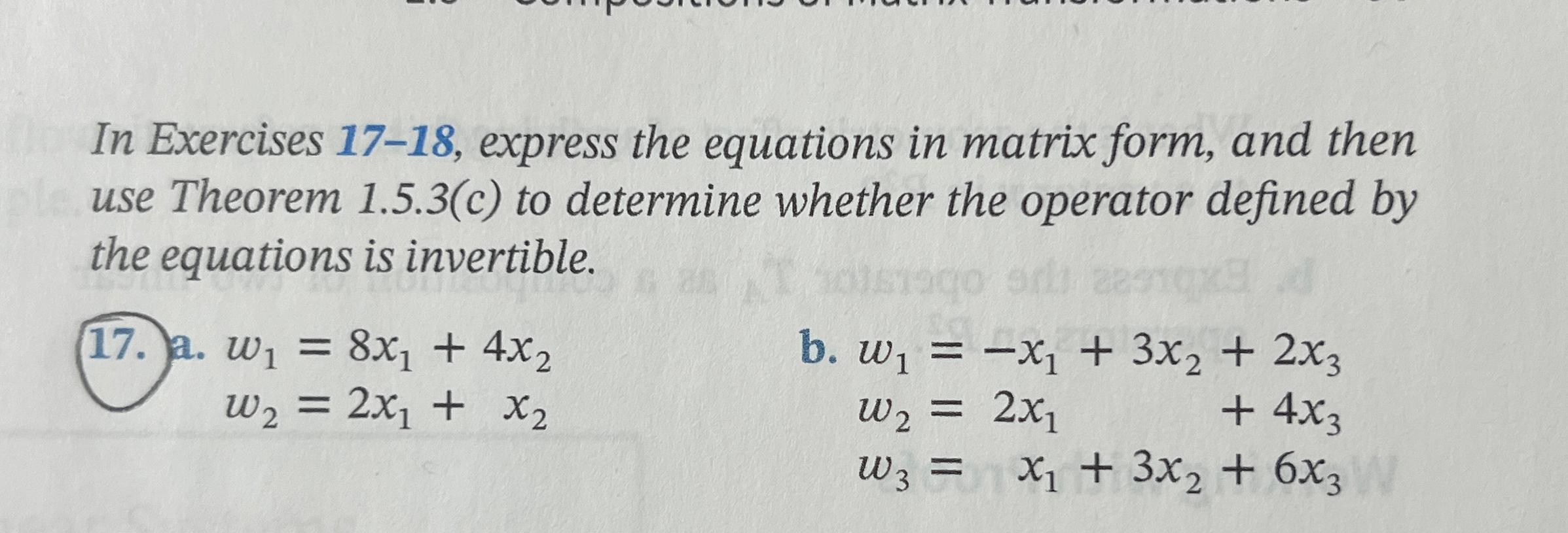 In Exercises 17-18, ﻿express the equations in matrix | Chegg.com
