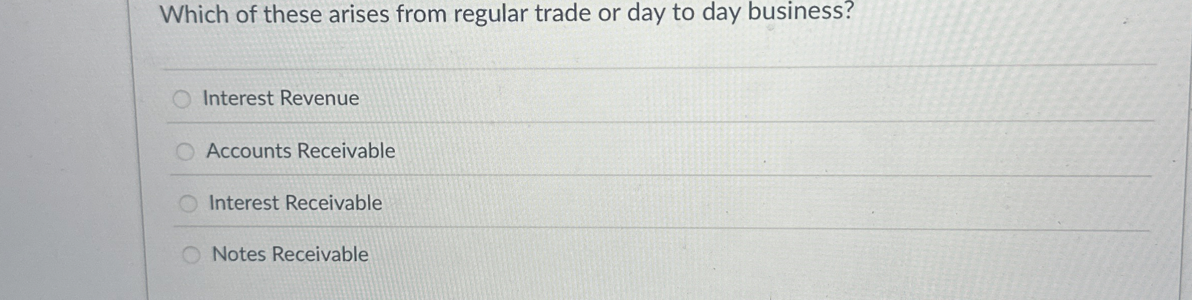 Solved Which of these arises from regular trade or day to | Chegg.com
