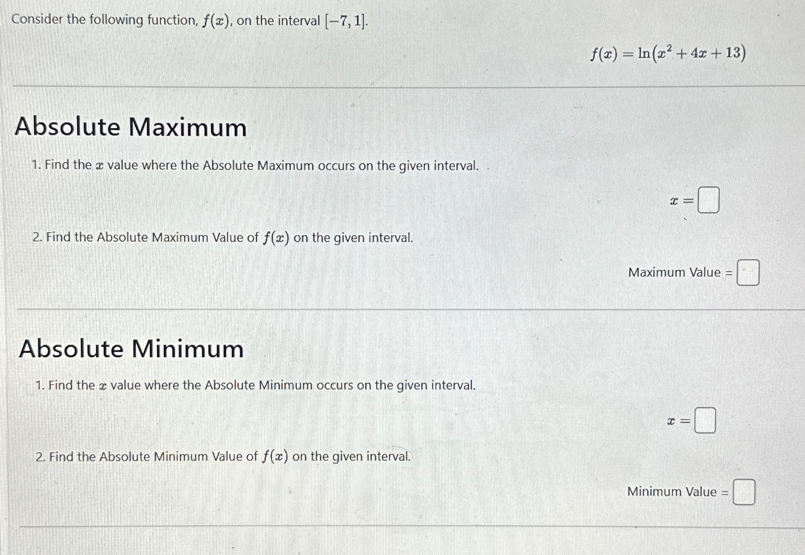 Solved Consider the following function, f(x), ﻿on the | Chegg.com