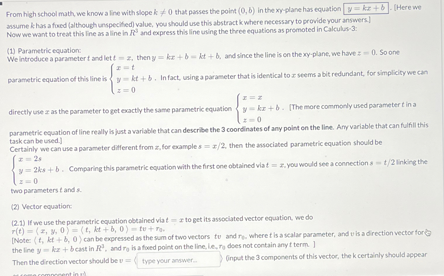 Solved From high school math, we know a line with slope k≠0 | Chegg.com