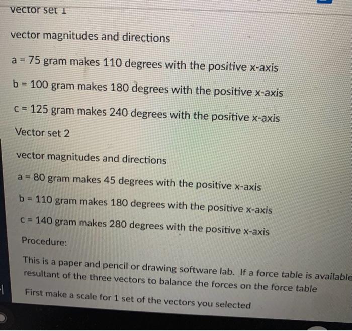 Solved vector magnitudes and directions a=75 gram makes 110 | Chegg.com