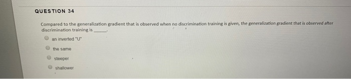 Solved QUESTION 34 Compared to the generalization gradient | Chegg.com