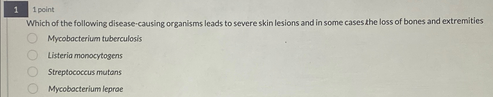 Solved 11 ﻿pointWhich of the following disease-causing | Chegg.com