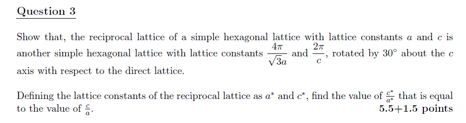 Solved Show that, the reciprocal lattice of a simple | Chegg.com