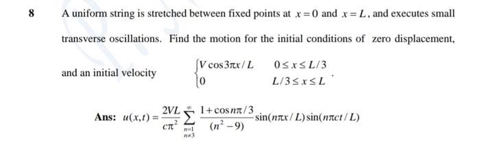 Solved A uniform string is stretched between fixed points at | Chegg.com