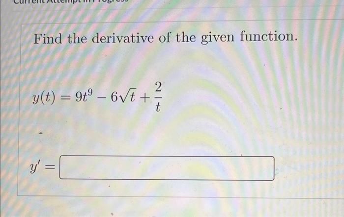 Solved Find the derivative of the given function. | Chegg.com