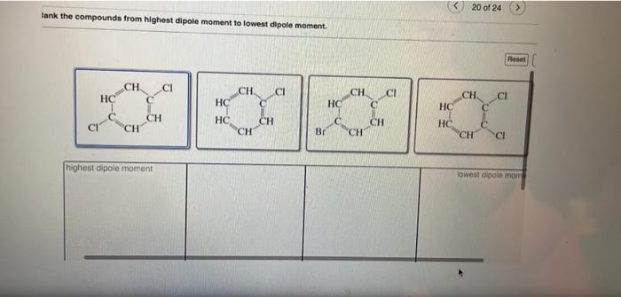 Solved Rank the compounds from highest dipole moment to | Chegg.com