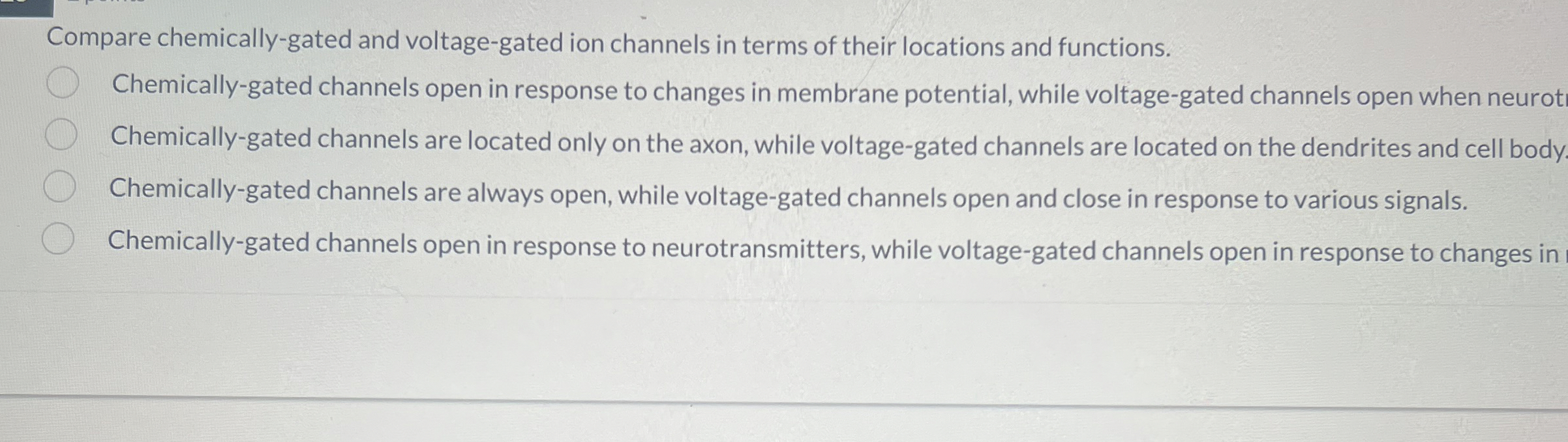 Solved Compare chemically-gated and voltage-gated ion | Chegg.com