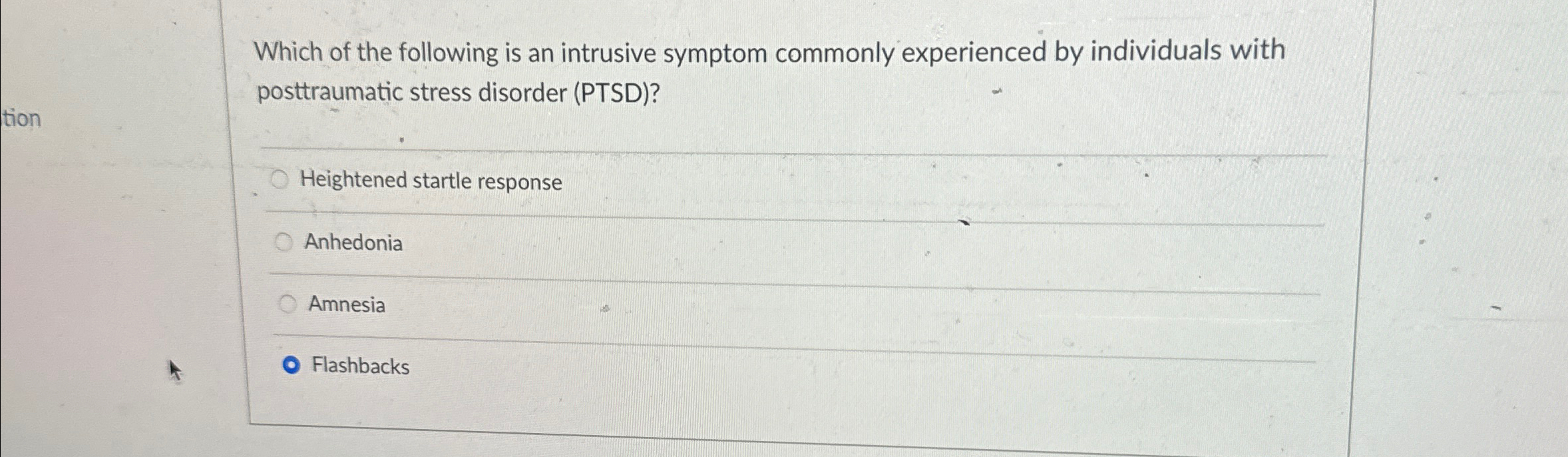 Solved Which of the following is an intrusive symptom | Chegg.com