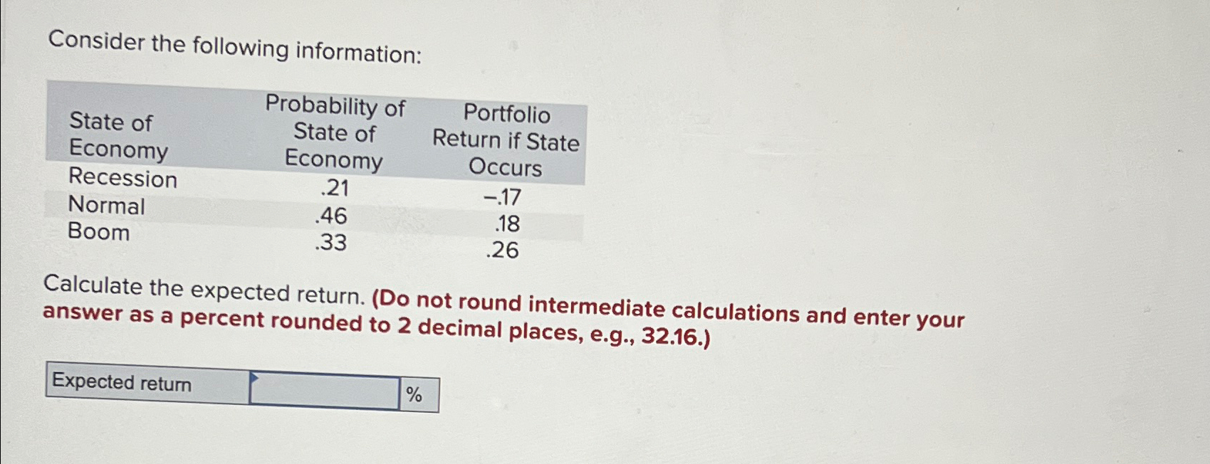 Solved Consider the following information:\table[[State | Chegg.com