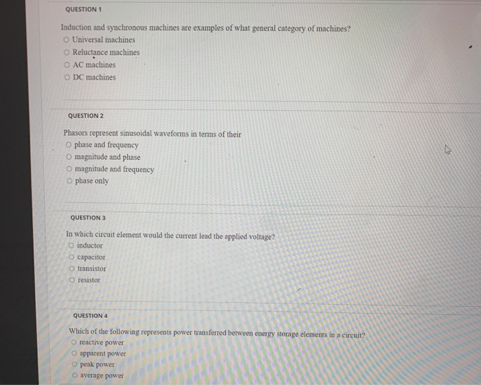 Solved QUESTION 1 Induction and synchronous machines are | Chegg.com