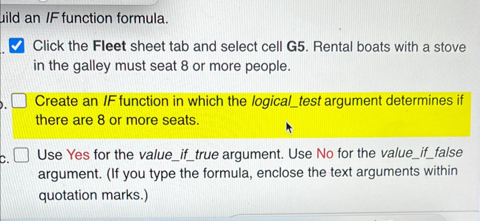 Solved dild an IF function formula.Click the Fleet sheet tab | Chegg.com