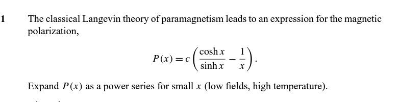 Solved The classical Langevin theory of paramagnetism leads | Chegg.com