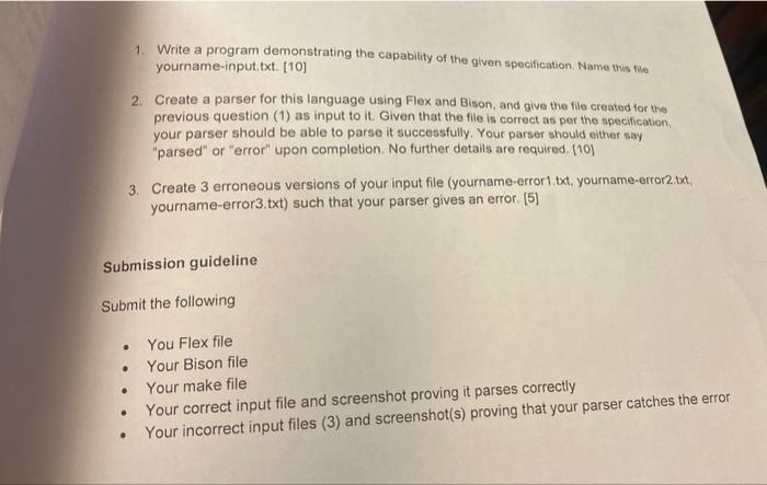 Solved The following is a specification for a very simple | Chegg.com