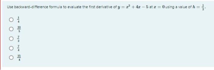 Solved Use backward-difference formula to evaluate the first | Chegg.com
