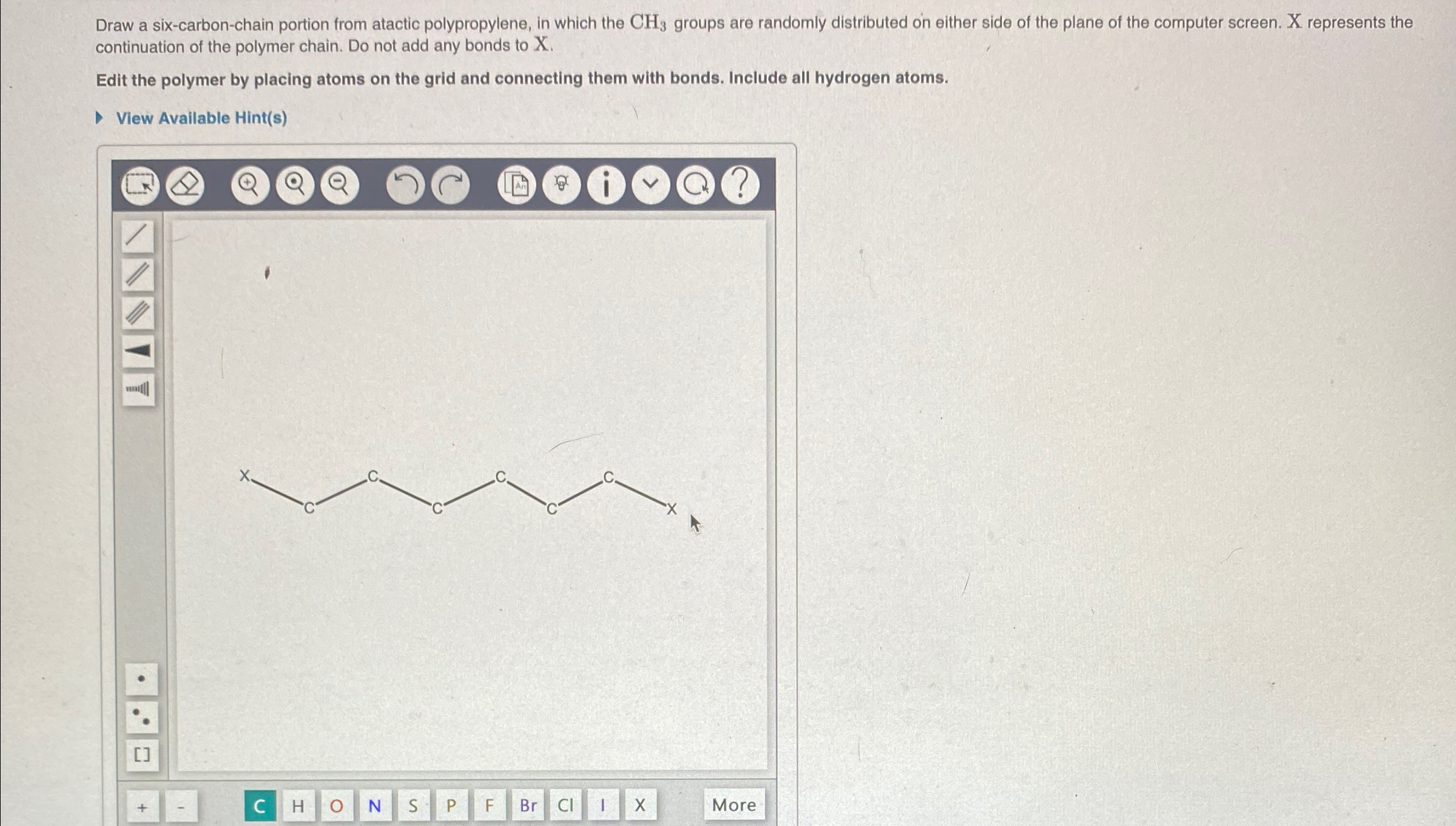 Solved Draw a six-carbon-chain portion from atactic | Chegg.com